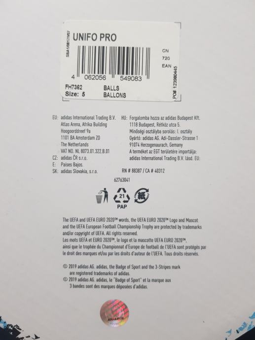 Original lopta Adidas UNIFORIA PRO - NOVO