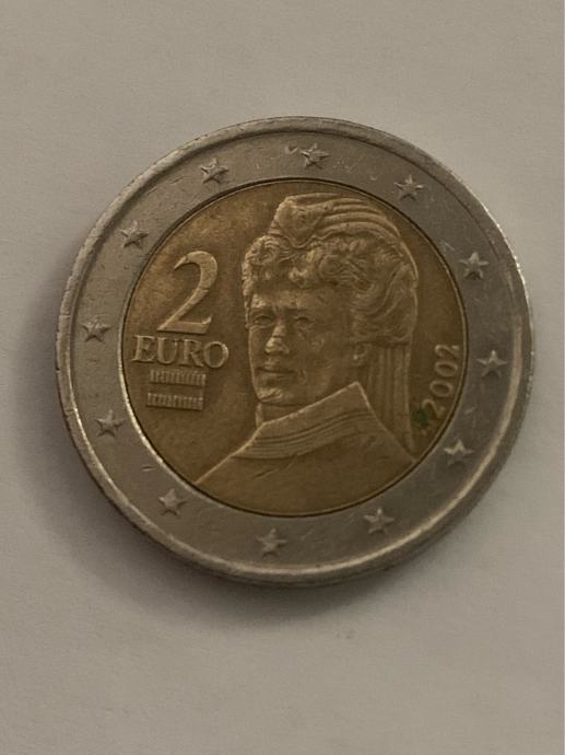 2 EURA JAKO RIJETKA KOVANICA OD 2 EURA AUSTRIJA Berthe von Suttne 2002