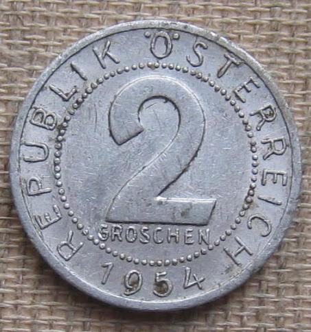 AUSTRIA 2 GROSCHEN 1954