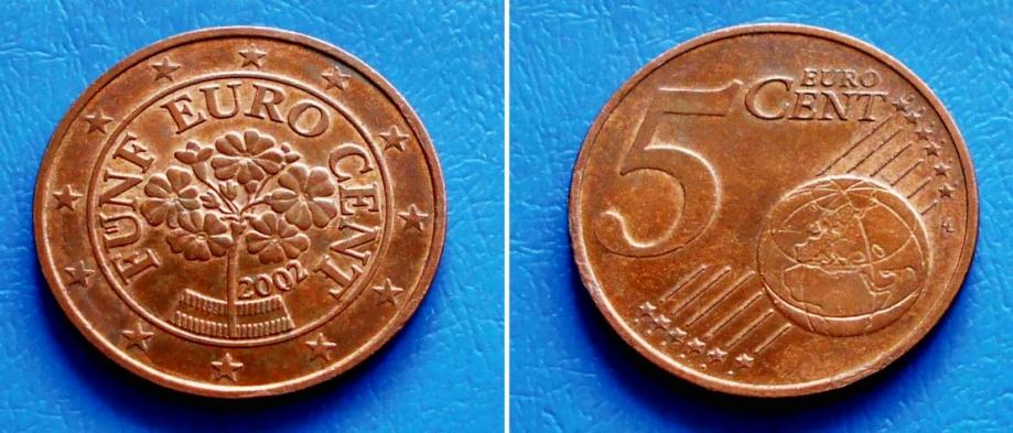 AUSTRIJA AUSTRIA 5 EURO CENT 2002 KM.3084