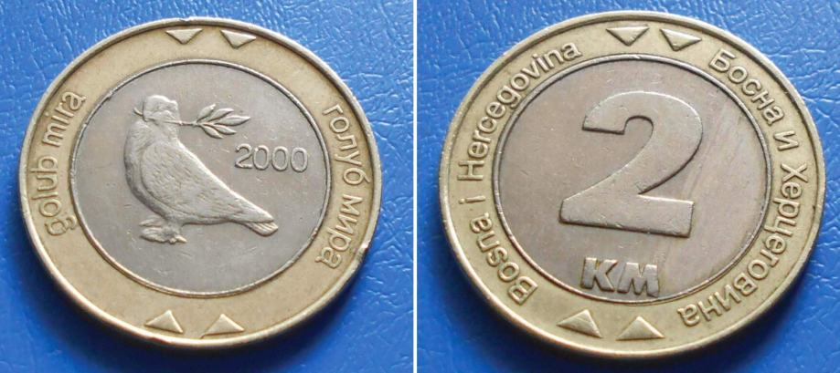 BOSNA I HERCEGOVINA BiH 2 KM BIMETAL 2000 KM: 119 - GOLUBICA MIRA