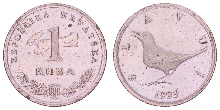 CROATIA 1 kuna 1993 / Croatian text / XF- (Ref.br. K-002.554)