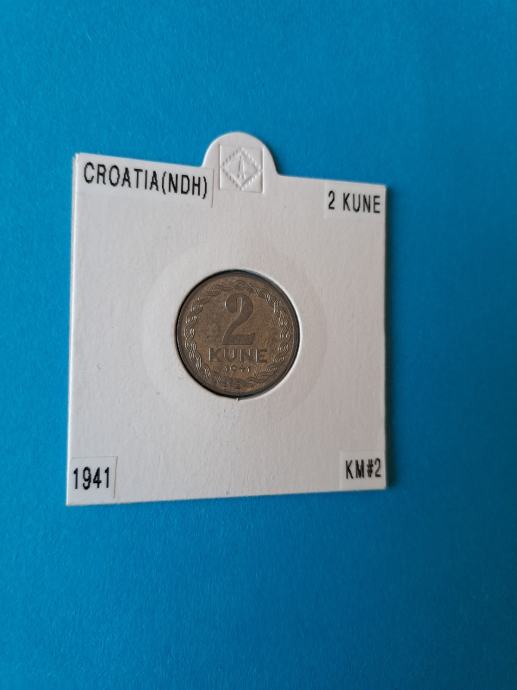 Hrvatska (NDH) 2 Kune 1941 UNC (metalni premaz)