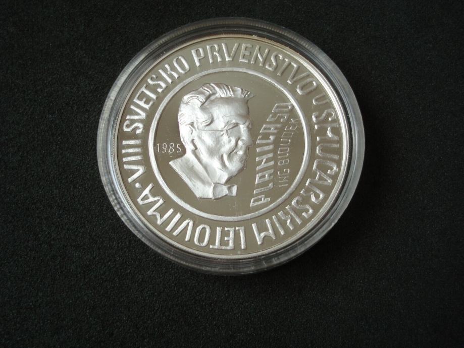 Jugoslavija, 1000 Dinara, 1985, srebro, Planica - Bloudek