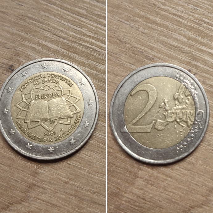 RIJETKA KOVANICA 2 EURA 2007 Njemačka ROMISCHE VERTRAGE 50 JAHRE