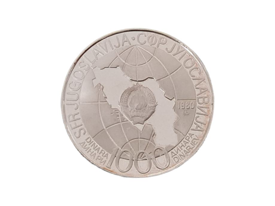 SREBRNJAK 1000 DINARA J.B. TITO / R1, RATE