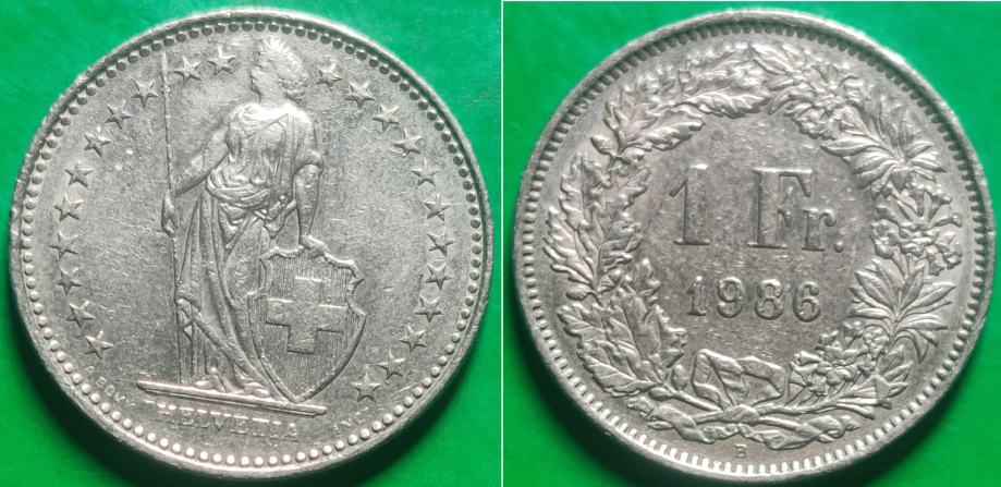 Switzerland 1 franc, 1986
