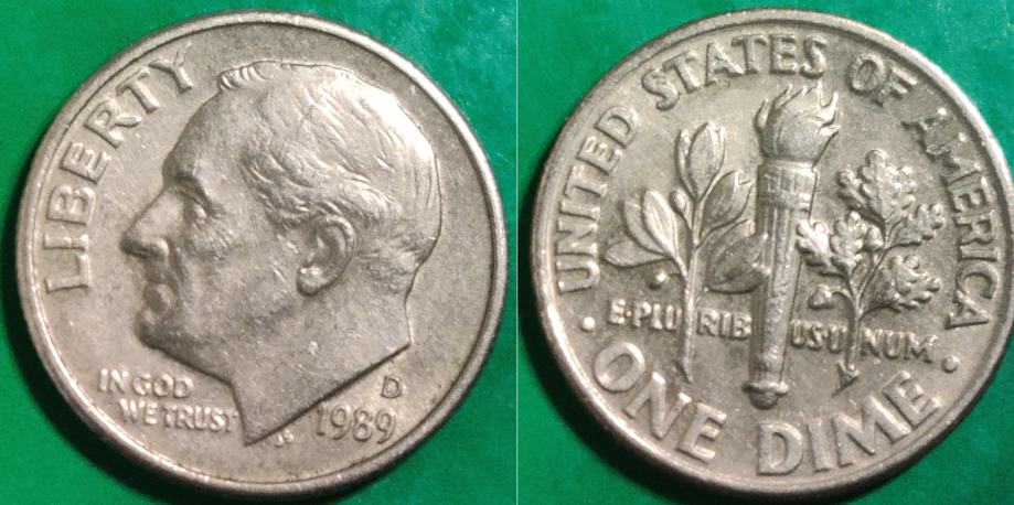 USA 1 dime, 1989 Roosevelt Dime D - Denver