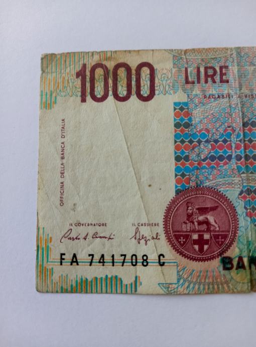 1000 LIRE MILLE 1990 godina