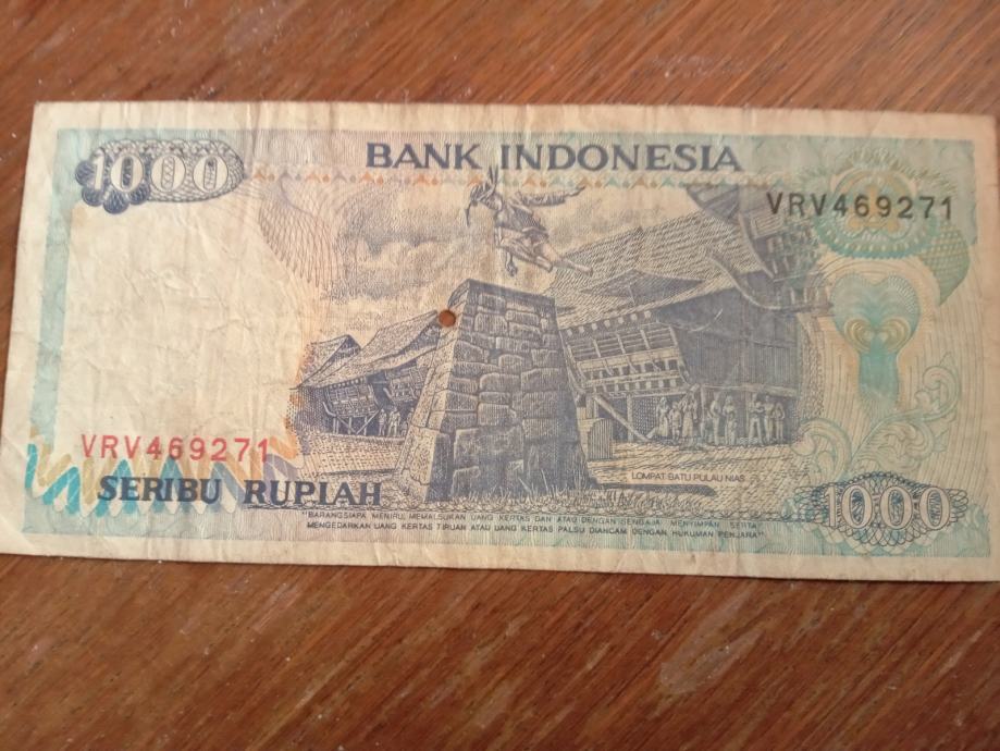 1000 rupija . indonezija