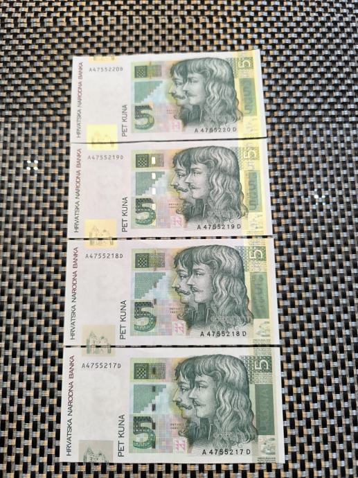 5 kuna,2001g/Unc/Serijski brojevi u nizu