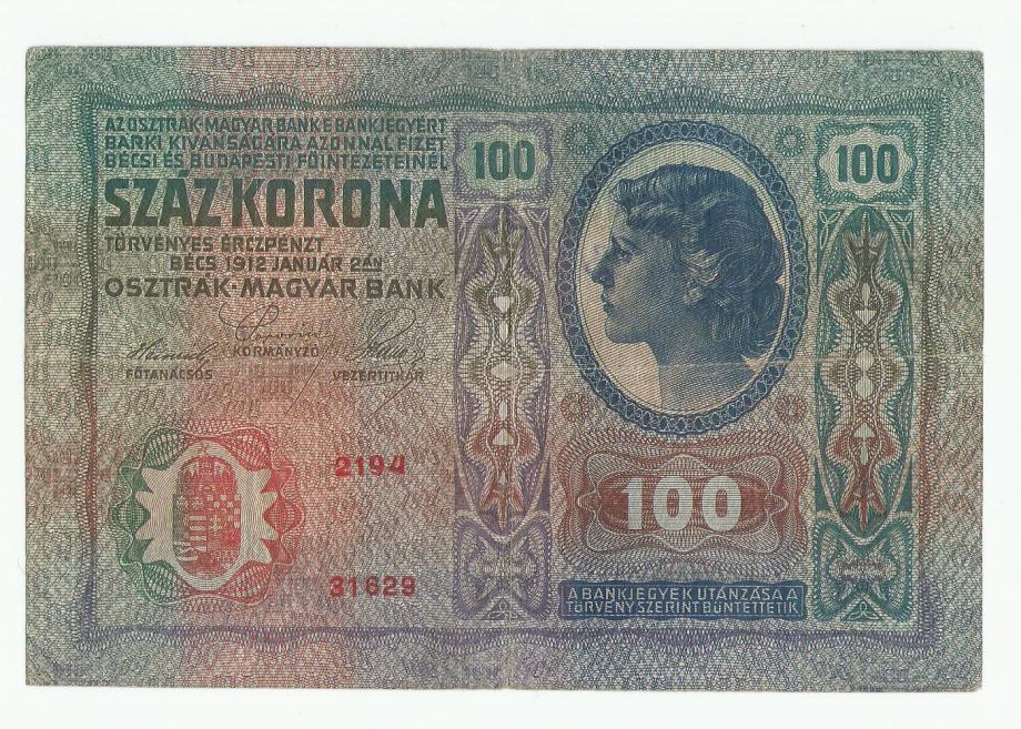 AUSTROUGARSKA 100 KRUNA 1912.