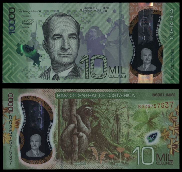 COSTA RICA 10000 colones 2019 / polymer plastic / XF+ (Ref.br. N-001.4