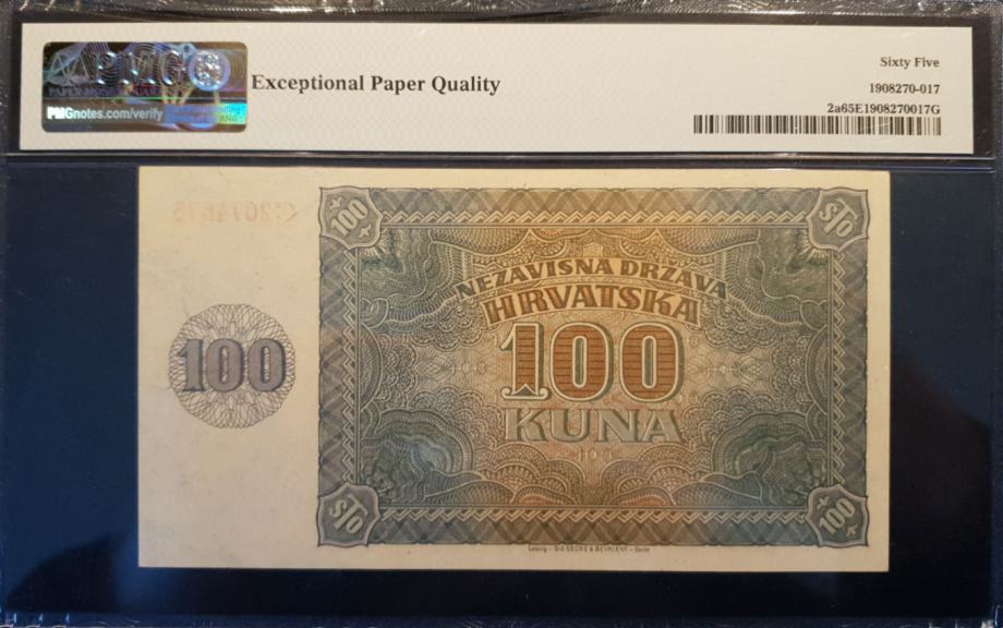CROATIA 100 KUNA 1941 PMG 65 EPQ GEM UNC