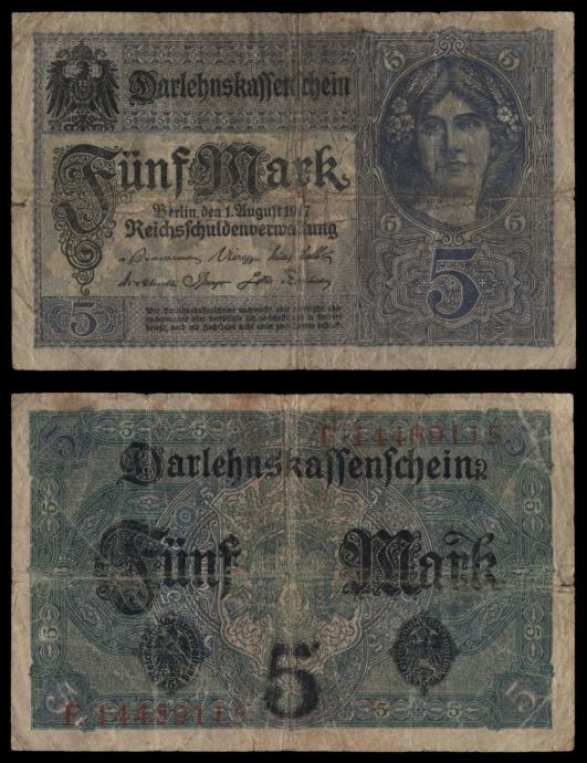 GERMANY 5 mark 1917 VF-