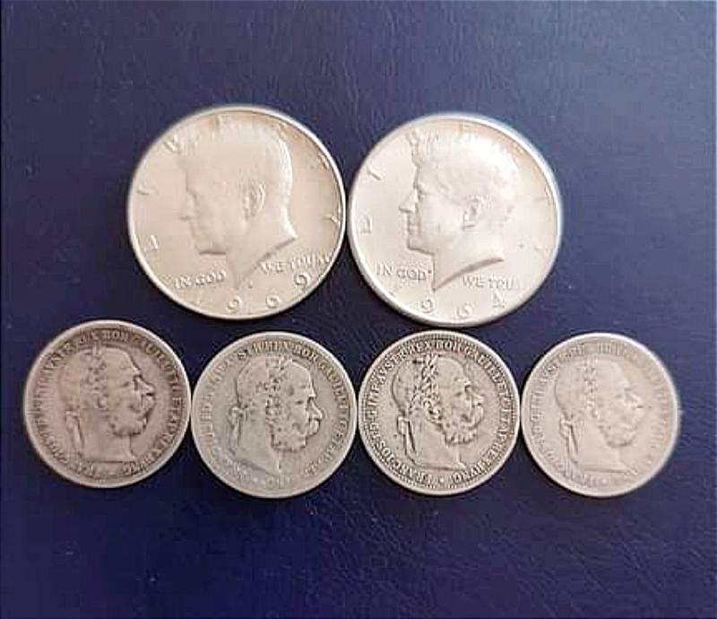 Lot - > 6 srebrnjaka i 6 novcanica kuna vidi opis