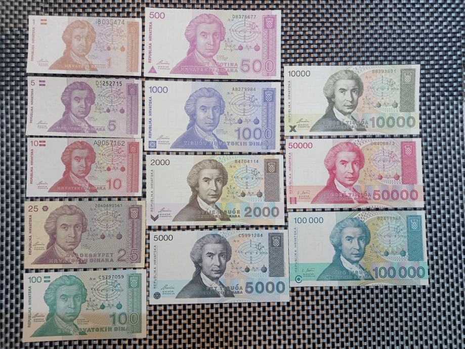 Hrvatski dinari,Hrdi//Cijeli komplet//UNC