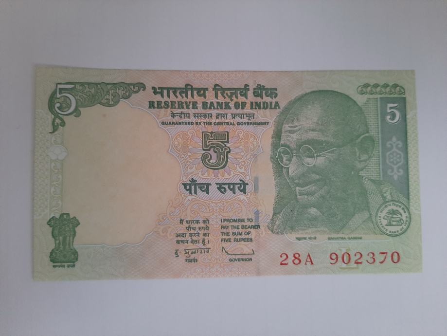 INDIJA 5 RUPEES UNC
