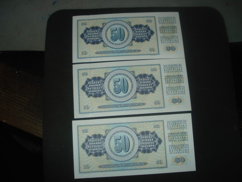 Jugoslavija 50 dinara 1968.UNC (3 kom)