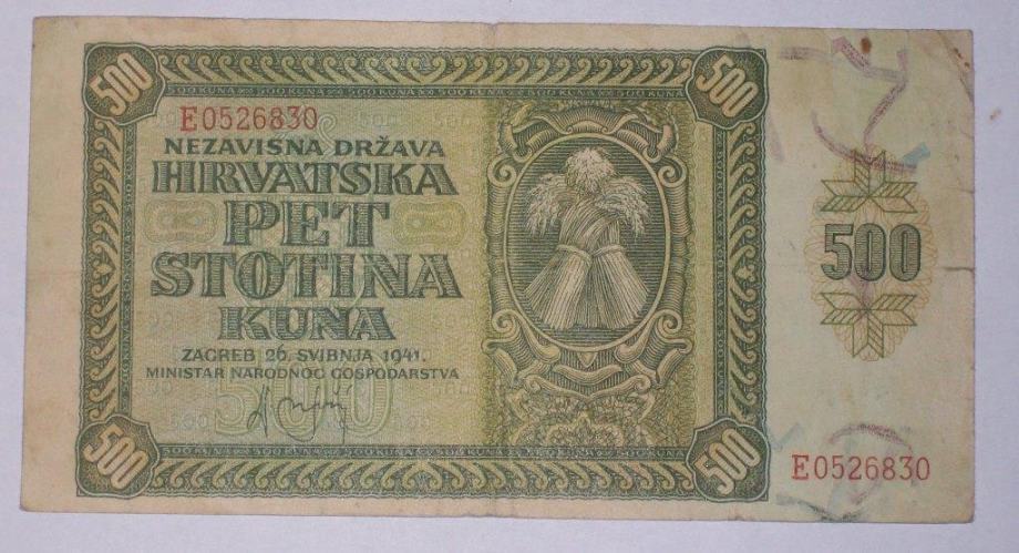 NDH,Novčanica 500 kuna, 26.Svibnja 1941