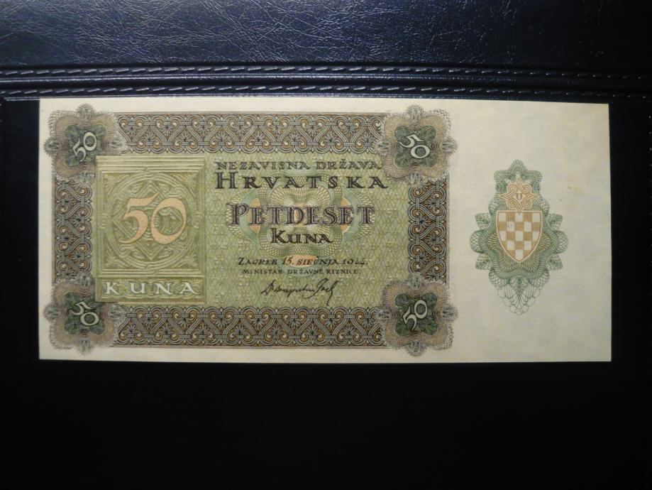 NEZAVISNA DRŽAVA HRVATSKA 50 KUNA 1944 / ORIGINAL NOVČANICA / RIJETKO