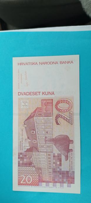 Novčanica 20 kuna 2001 godina dobra