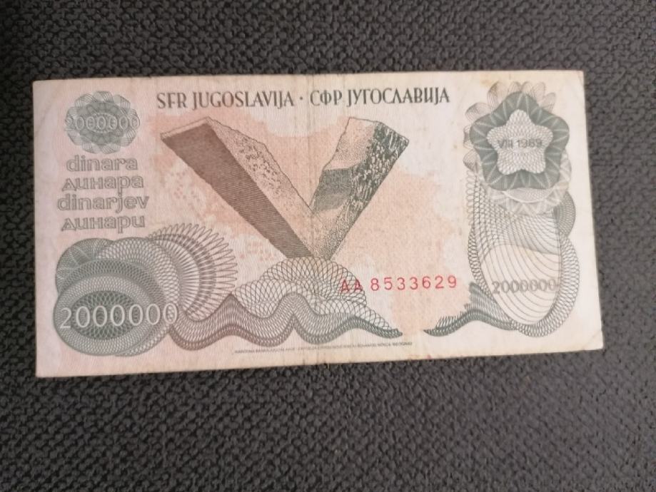 Novčanica 2000 000 din 1989 god.