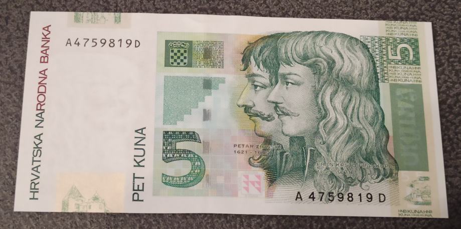 Novčanica 5 kuna 2001.g UNC