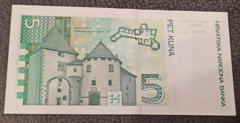 Novčanica 5 kuna 2001.g UNC