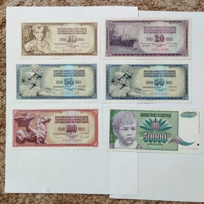 Novcanice jugoslavija.10.20.50.100.5000.Dinara.1981.74.78.81.86.1982.G