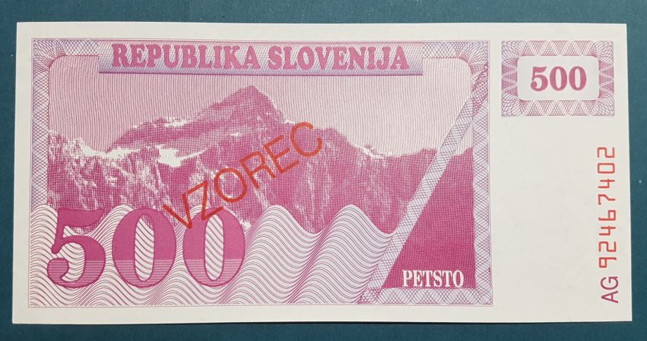 SLOVENIJA, 500 TOLAR, NOVA, VZOREC