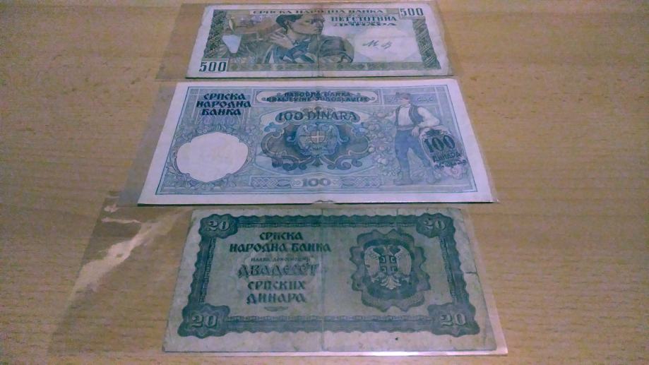 Srbija 3 stare novčanice iz 1941.godine