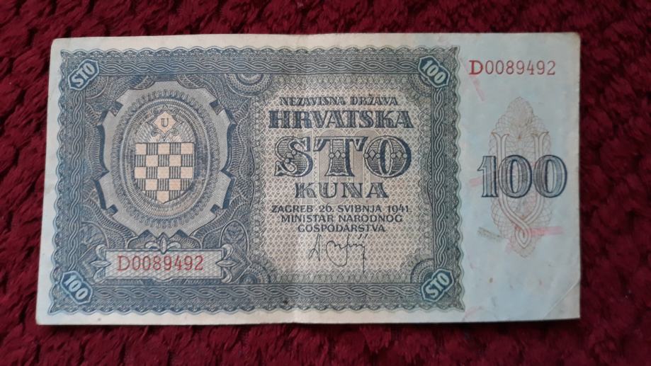 Stari novac,novčanica 100kuna iz NDH