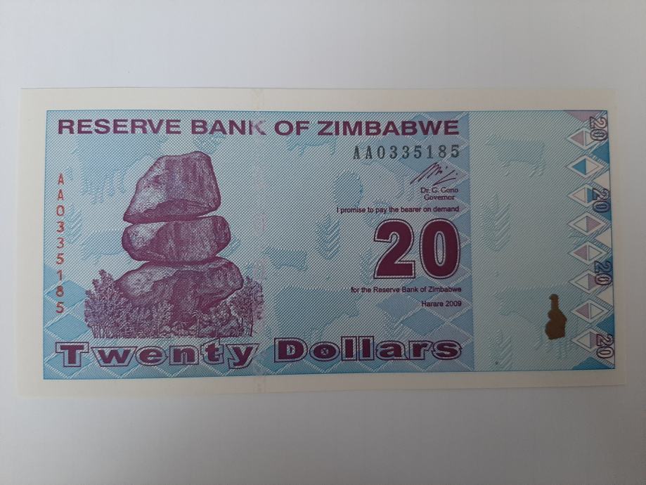 ZIMBABVE 20 DOLARA UNC