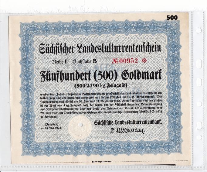 Dresden Gradska obveznica (1924.) 500 maraka