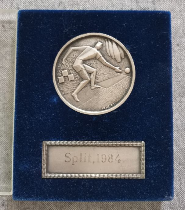 PLAKETA / SPORTSKA NAGRADA-BOĆANJE-SPLIT 1984. GODINE-KLAIĆ-80.