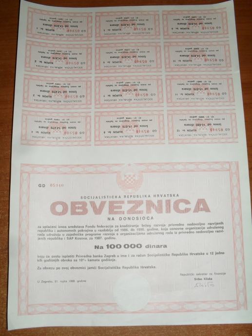 Stare OBVEZNICE (Jugoslavija)