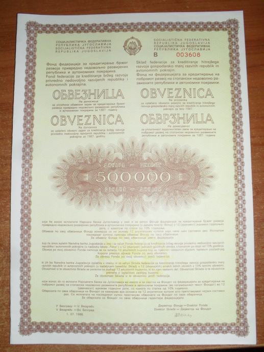 Stare OBVEZNICE (Jugoslavija)