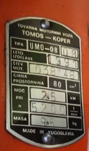 Motokultivator (freza) Tomos UMO-08 2,5kW