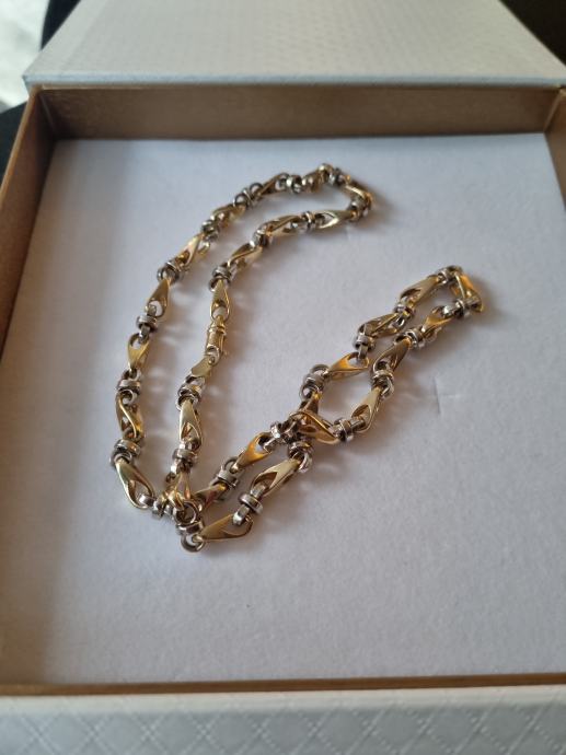 Lanac Lančić bijelo i žuto zlato 60 cm zlatni