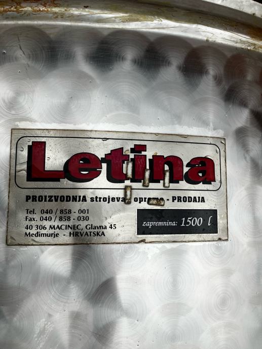 Letina 1500 L inox bačva