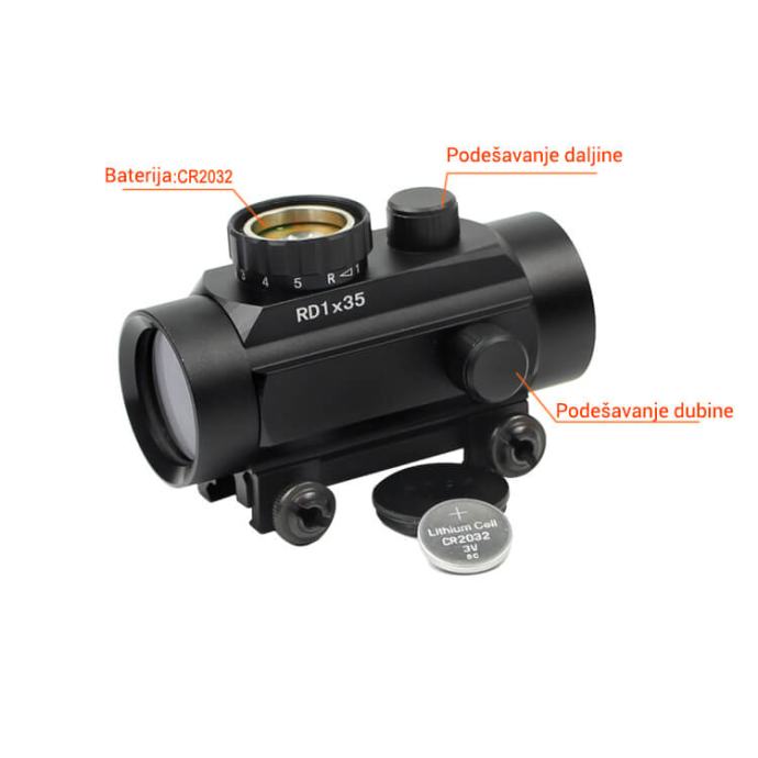 Profesionalna CRVENA TOČKA - red dot optika 1×35