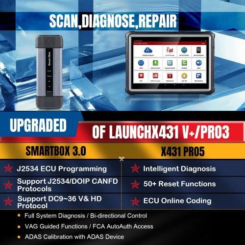 Launch X431 PRO5 J2534 Programiranje OBD2 skenera Smart Box 3.0 HR