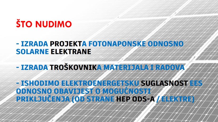 Glavni projekt fotonaponske solarne elektrane, suglasnost HEP, trošk.