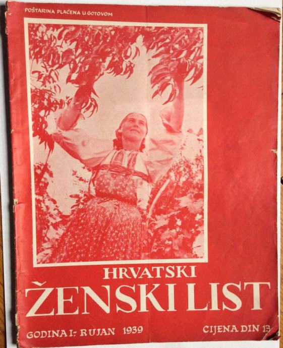 HRVATSKI ŽENSKI LIST, GODINA 1, 1939. RUJAN, ZAGREB