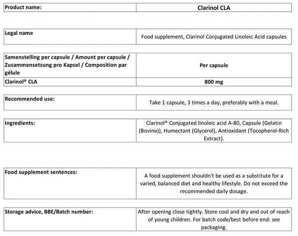 CLA (konjugirana linolna kiselina) – Clarinol® 60 kapsula
