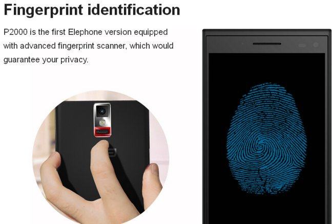 Elephone P2000,MTK6592 2/16GB 5.5 OGS Finger Scanner NFC OTG Bl