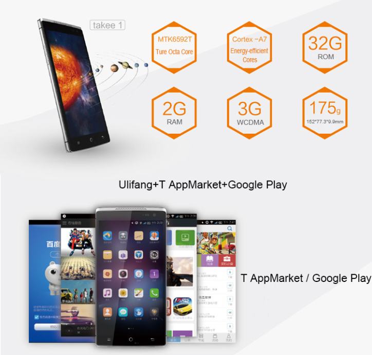 TAKEE 1 3DHologram smartphone,HDlcd5.51920x1080,8core2.0GHz,2Gb/32Gb