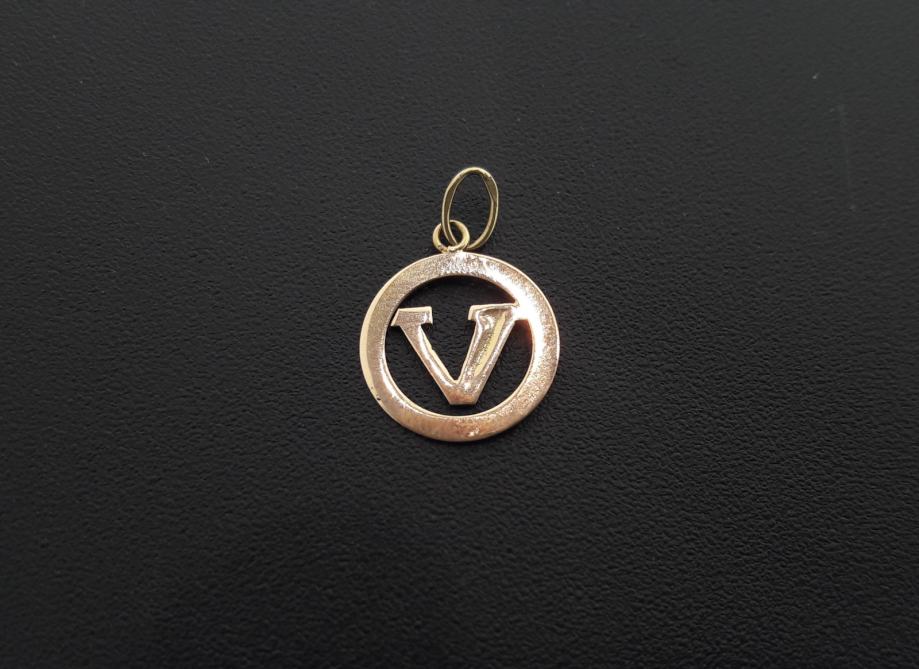 ZLATNI PRIVJESAK SLOVO V 0,64G 14K (.585), R1, RATE, POVOLJNO!