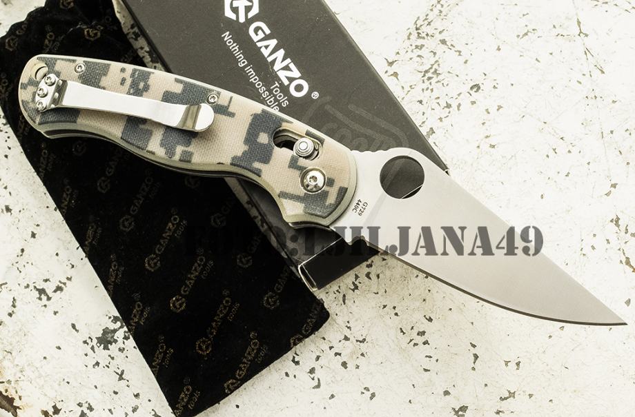 GANZO 729,kvalitetni preklopni nož,G10drška,440C čelik,AXIS lock,NOVO!